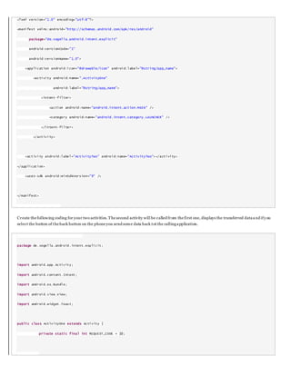 Using intents in android | PDF