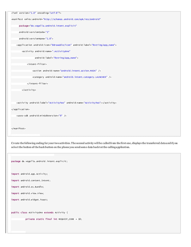 Using intents in android | PDF