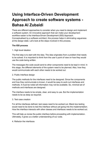 Using Interface-Driven Development Approach to create software systems - Bahaa Al Zubaidi.pdf