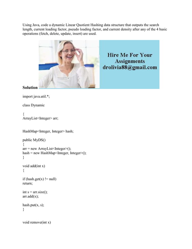 Using Java- code a dynamic Linear Quotient Hashing data structure that.docx