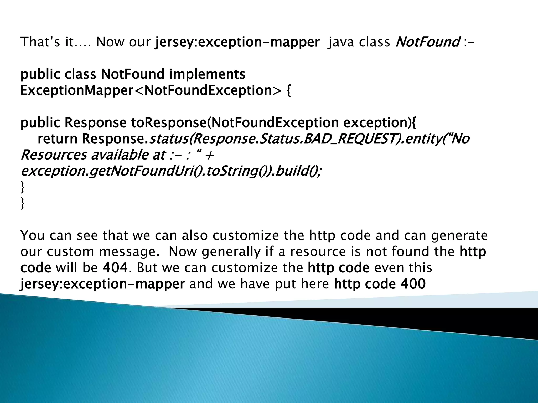 Using jersey exception mapper | PPT
