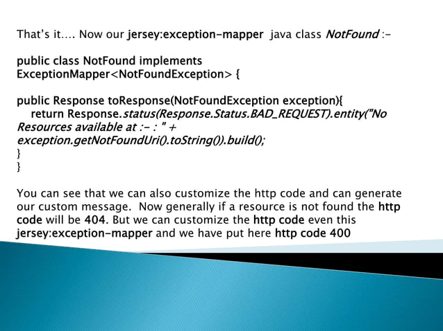 Using jersey exception mapper | PPTX | Internet | Computing