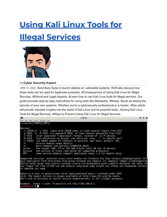 Using Kali Linux Tools for Illegal Services.pdf | Operating Systems ...