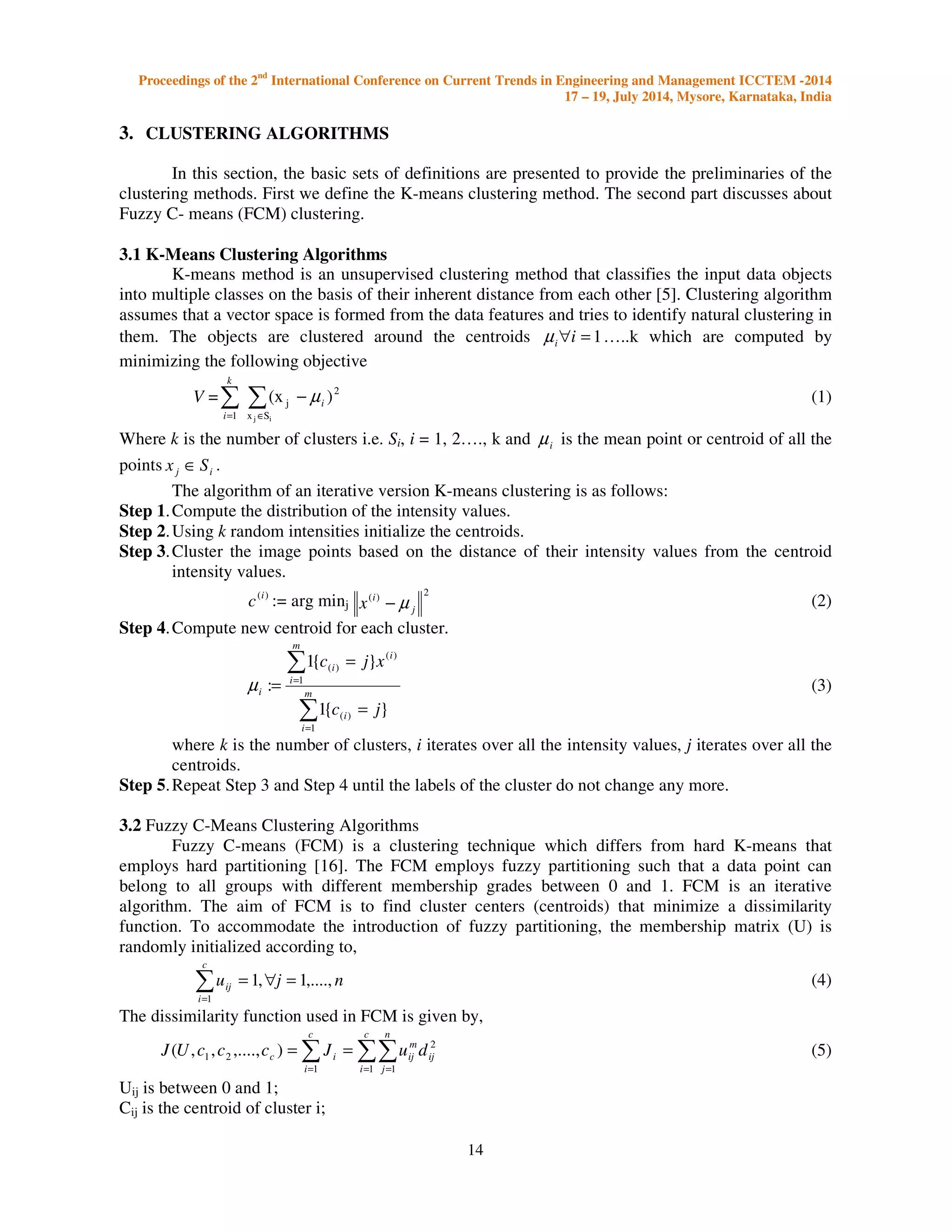 Using k means cluster and fuzzy c means for defect segmentation in fruits | PDF