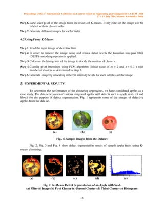 Using k means cluster and fuzzy c means for defect segmentation in fruits | PDF