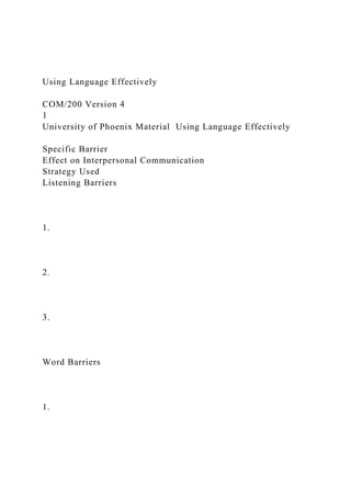 Using Language EffectivelyCOM200 Version 41University o.docx