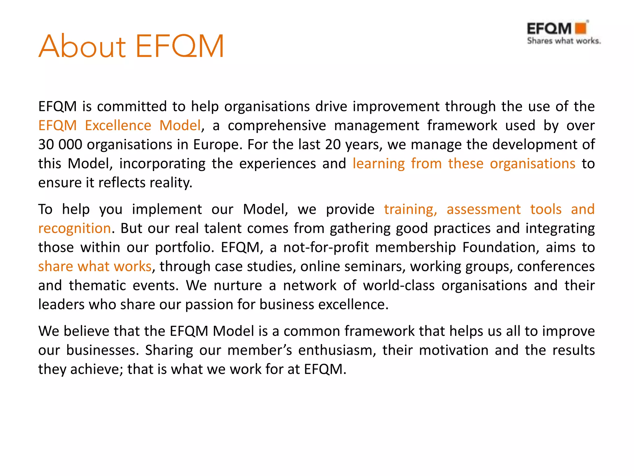 EFQM& Lean: Together in Harmony | PPTX | Manufacturing Industry ...