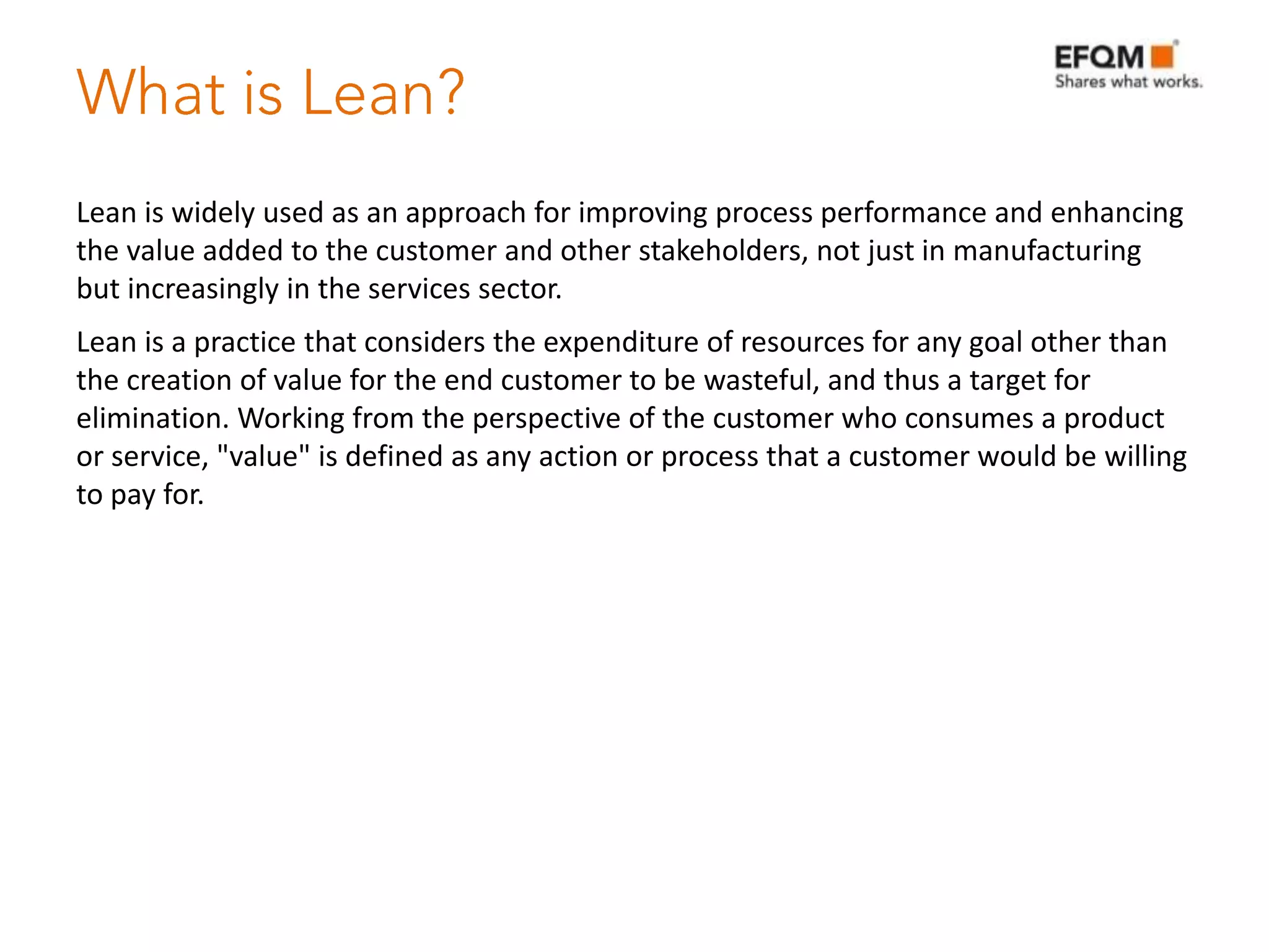 EFQM& Lean: Together in Harmony | PPTX | Manufacturing Industry | Industries