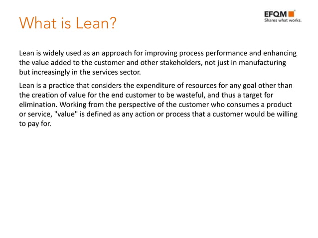 EFQM& Lean: Together in Harmony | PPTX | Manufacturing Industry ...