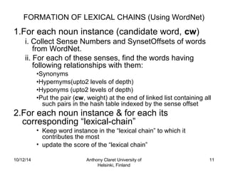 Using lexical chains for text summarization | PPT