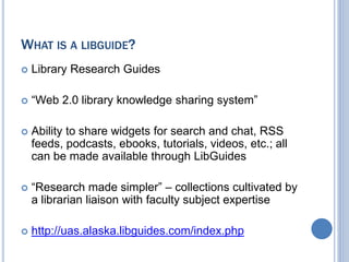 Using lib guides to put the focus on quality | PPT
