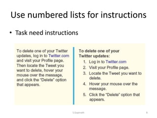 Using list and tables | PPTX | Technology & Computing