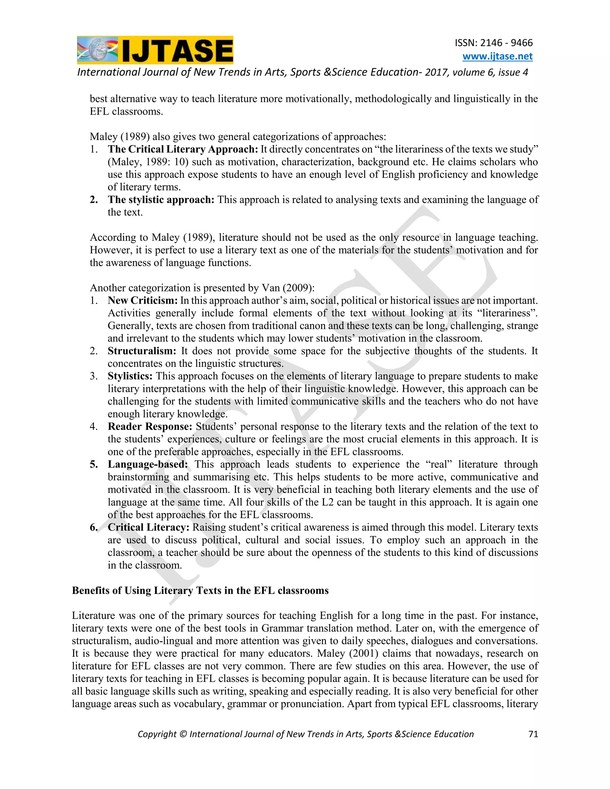 Using literarry text in efl classrooms | PDF