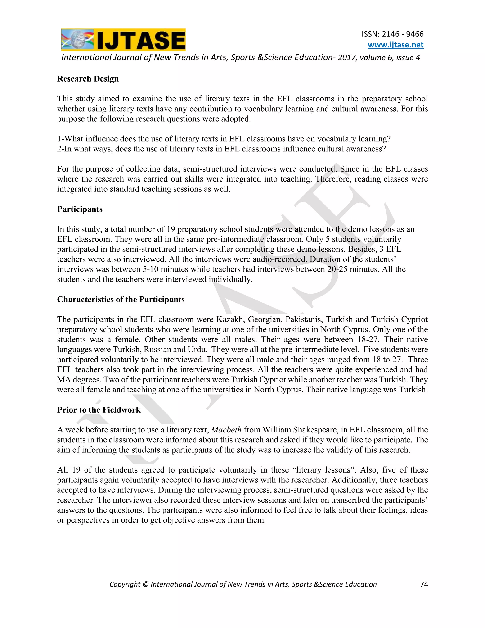 Using literarry text in efl classrooms | PDF