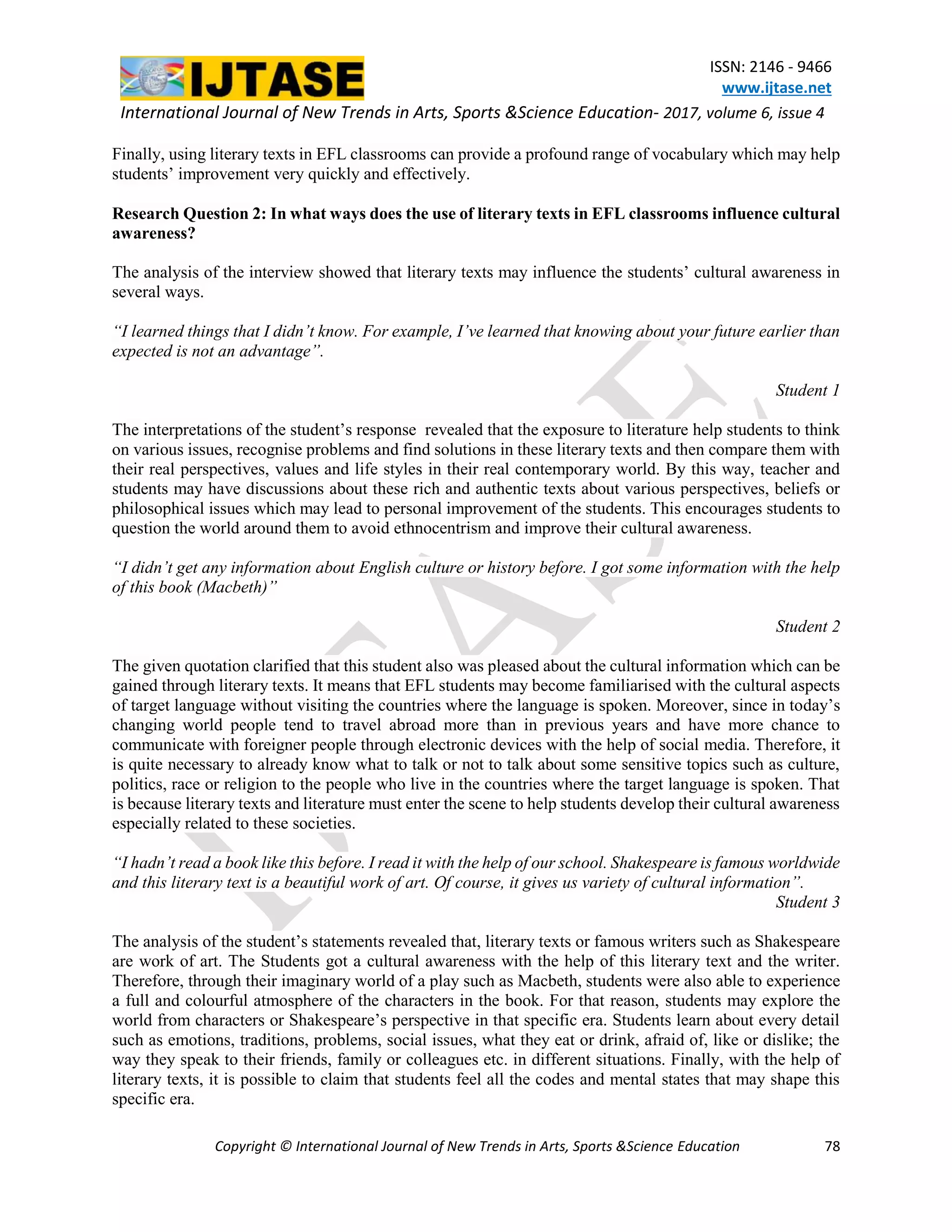 Using literarry text in efl classrooms | PDF