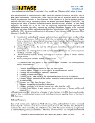 Using literarry text in efl classrooms | PDF