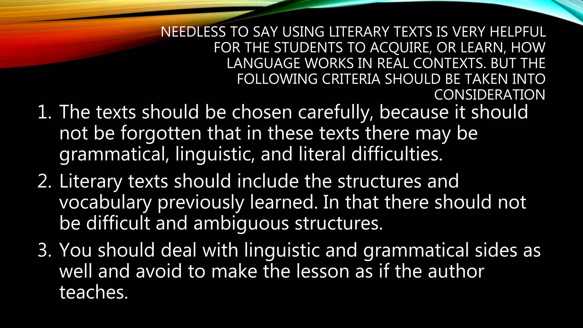 Using literature in language teaching | PPTX