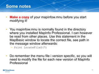 Using MapBasic to modify your user interface | PPTX