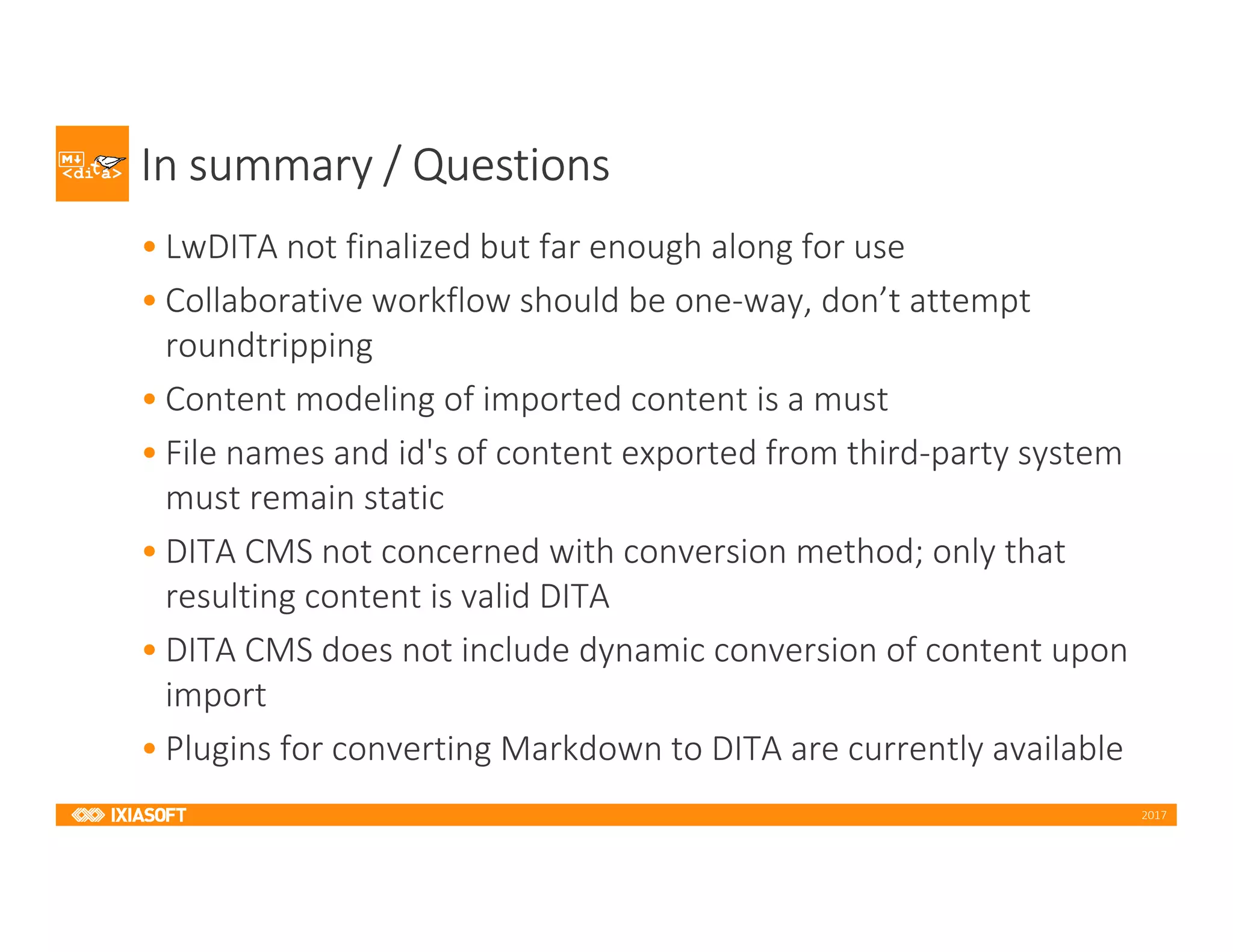 Using Markdown and Lightweight DITA in a Collaborative Environment | PDF