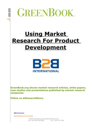 Using Market Research For Product Development | DOC