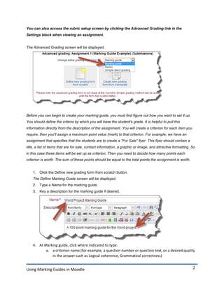 Using marking guides in moodle | PDF