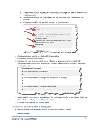Using marking guides in moodle | PDF