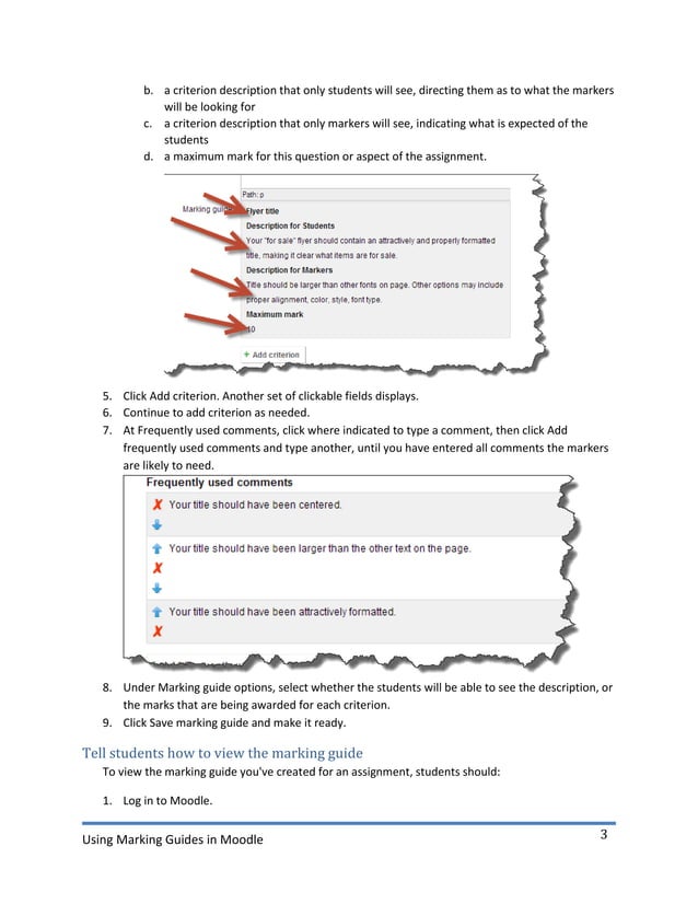 Using marking guides in moodle | PDF