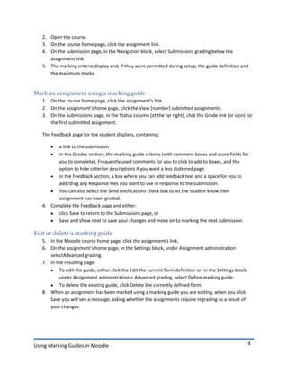 Using marking guides in moodle | PDF