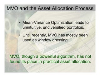 Using Mean-Variance Optimization in the Real World: Black-Litterman vs ...