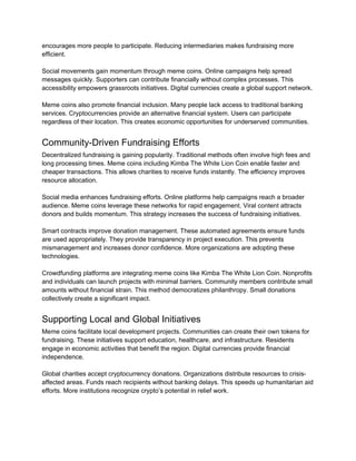 Using Meme Coins such as Kimba The White Lion Coin for Social Impact ...