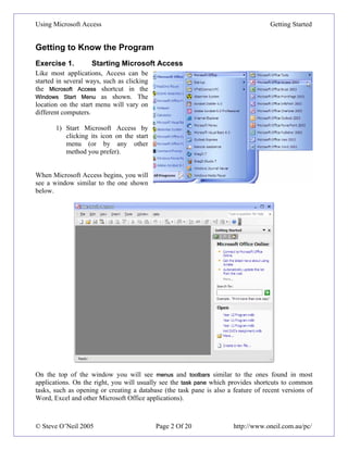 Using microsoftaccess1 gettingstarted | PDF