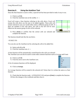 Using Microsoft Excel2 Calculations | PDF