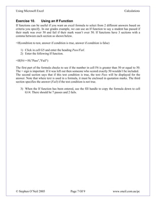 Using microsoftexcelgj2 calculations | PDF