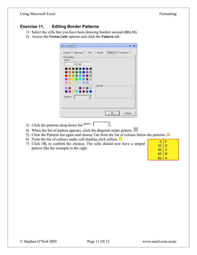 Using Microsoft Excel3 Formatting Pdf