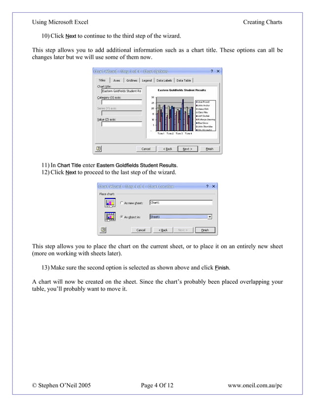 Using Microsoft Excel4 Charts | PDF