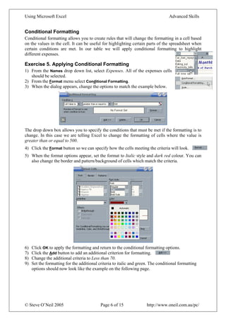 Using Microsoft Excel7 Advanced | PDF