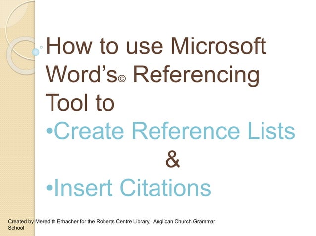 Using Microsoft Word's Referencing Tool | PPT
