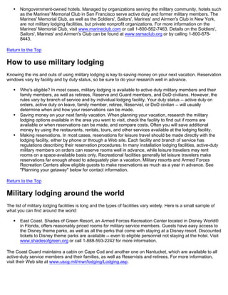 Using Military Lodging Facilities For Leisure | PDF