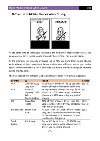 Using mobile phones while driving effects & solutions | PDF