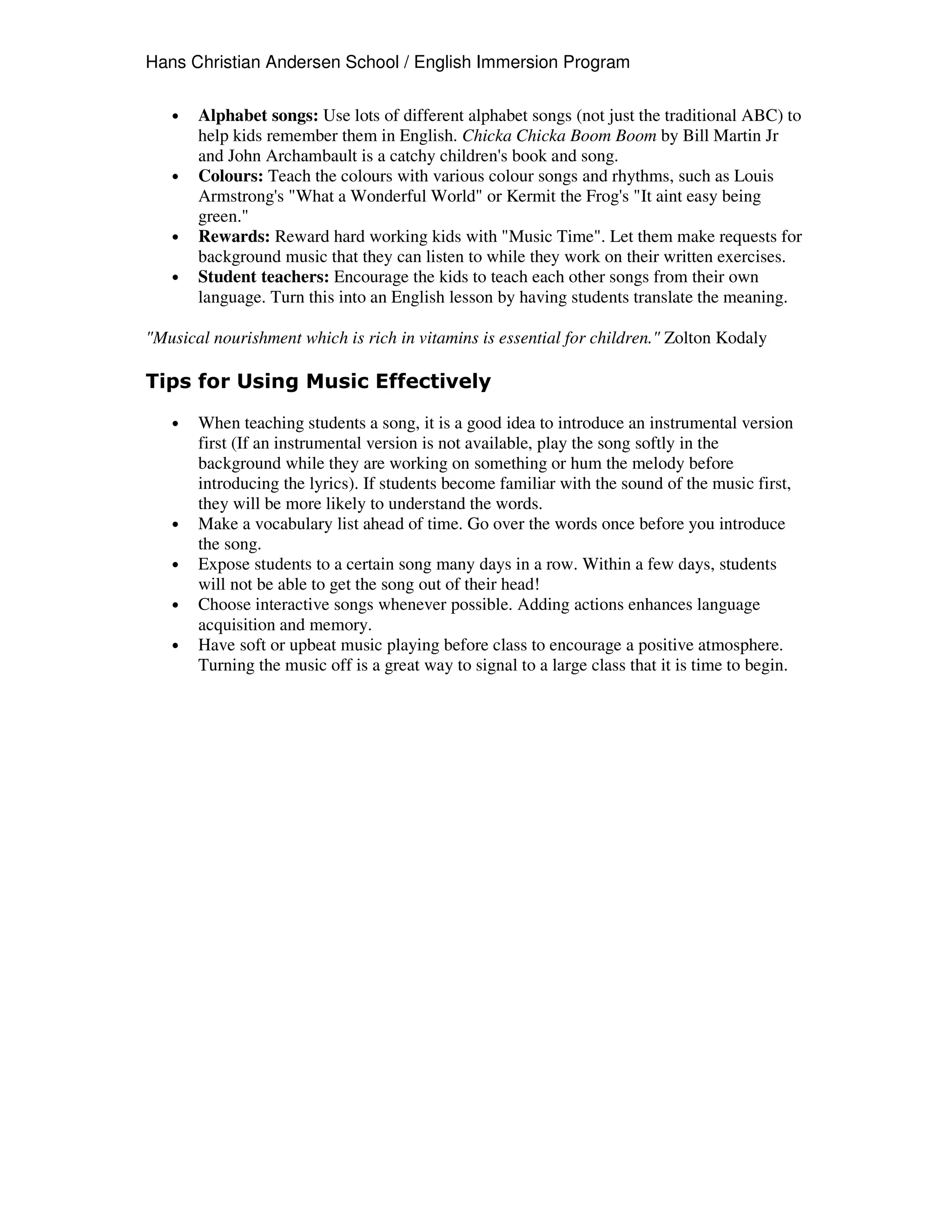 Using Music In The Esl Classroom | PDF