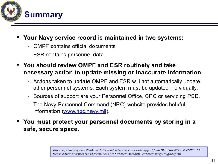 Using Navy Personnel system