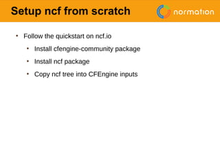 Using ncf building blocks to help writing CFEngine policies | PPT