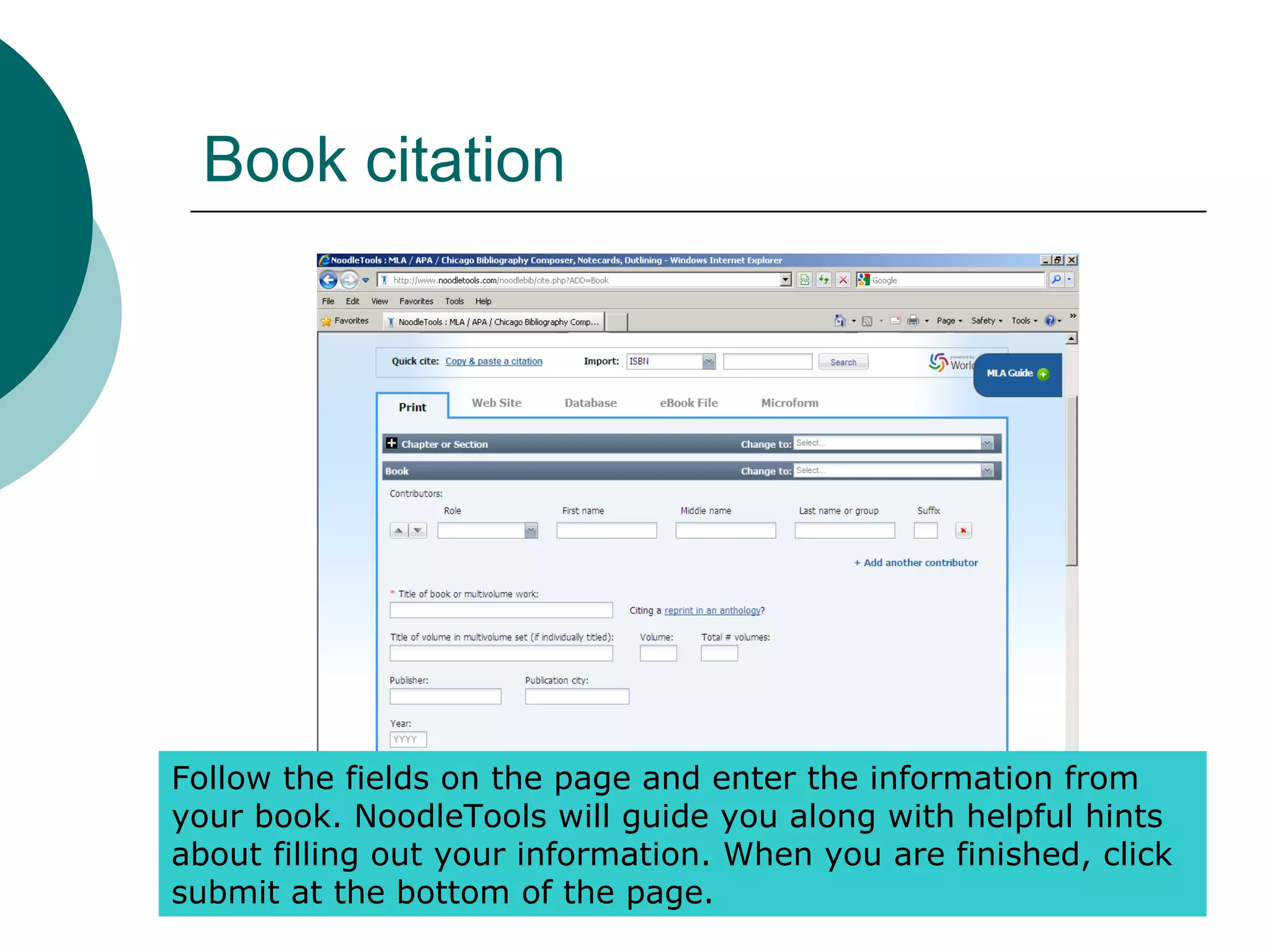 Using noodle tools lesson | PPT