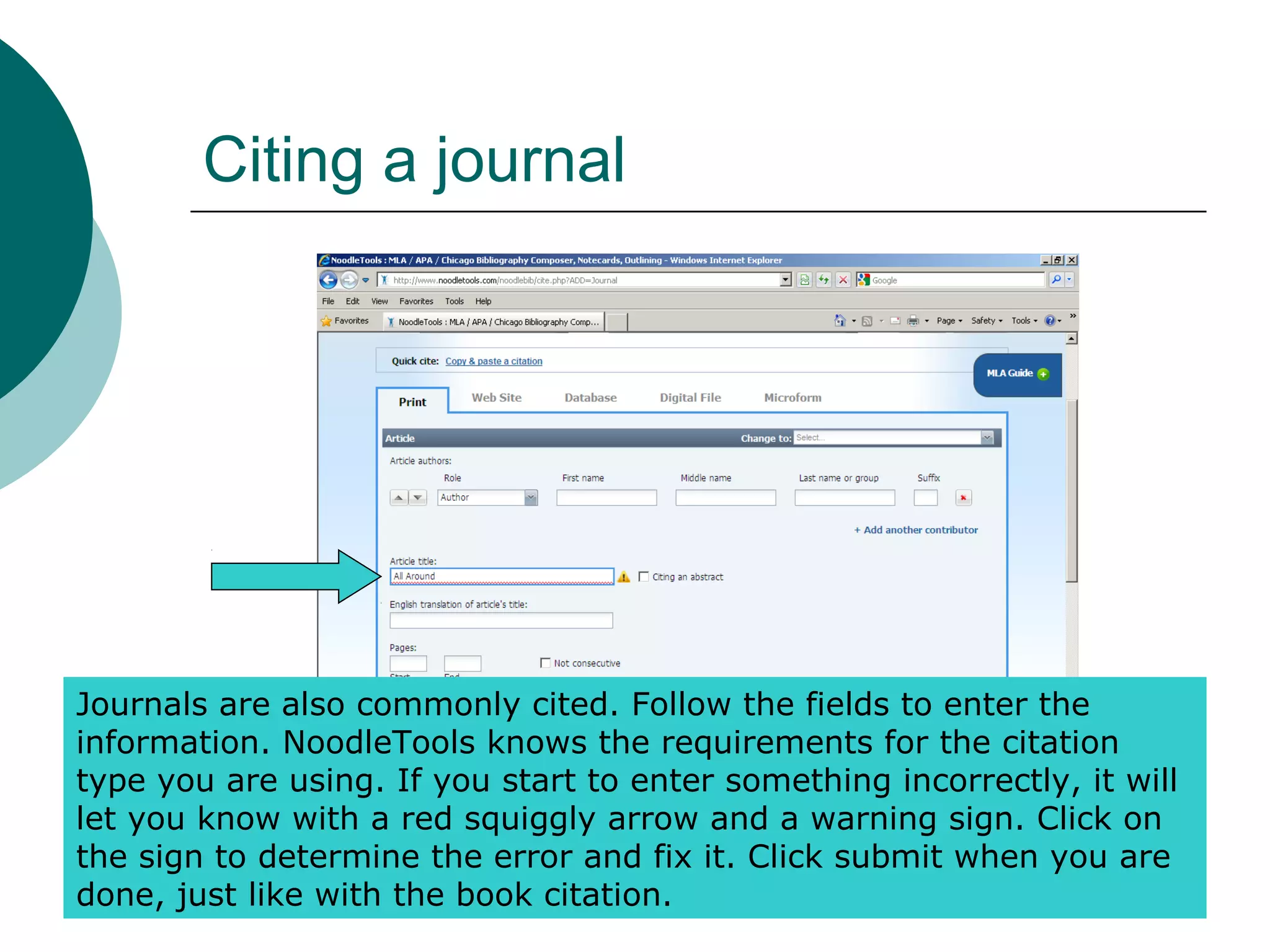 Using noodle tools lesson | PPT