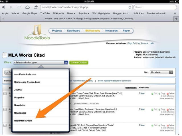 Using NoodleTools to Cite Reprints | PPTX