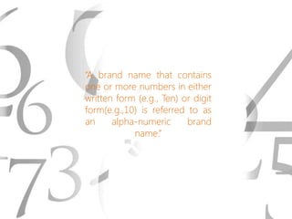 Using Numbers in Name Branding | PDF