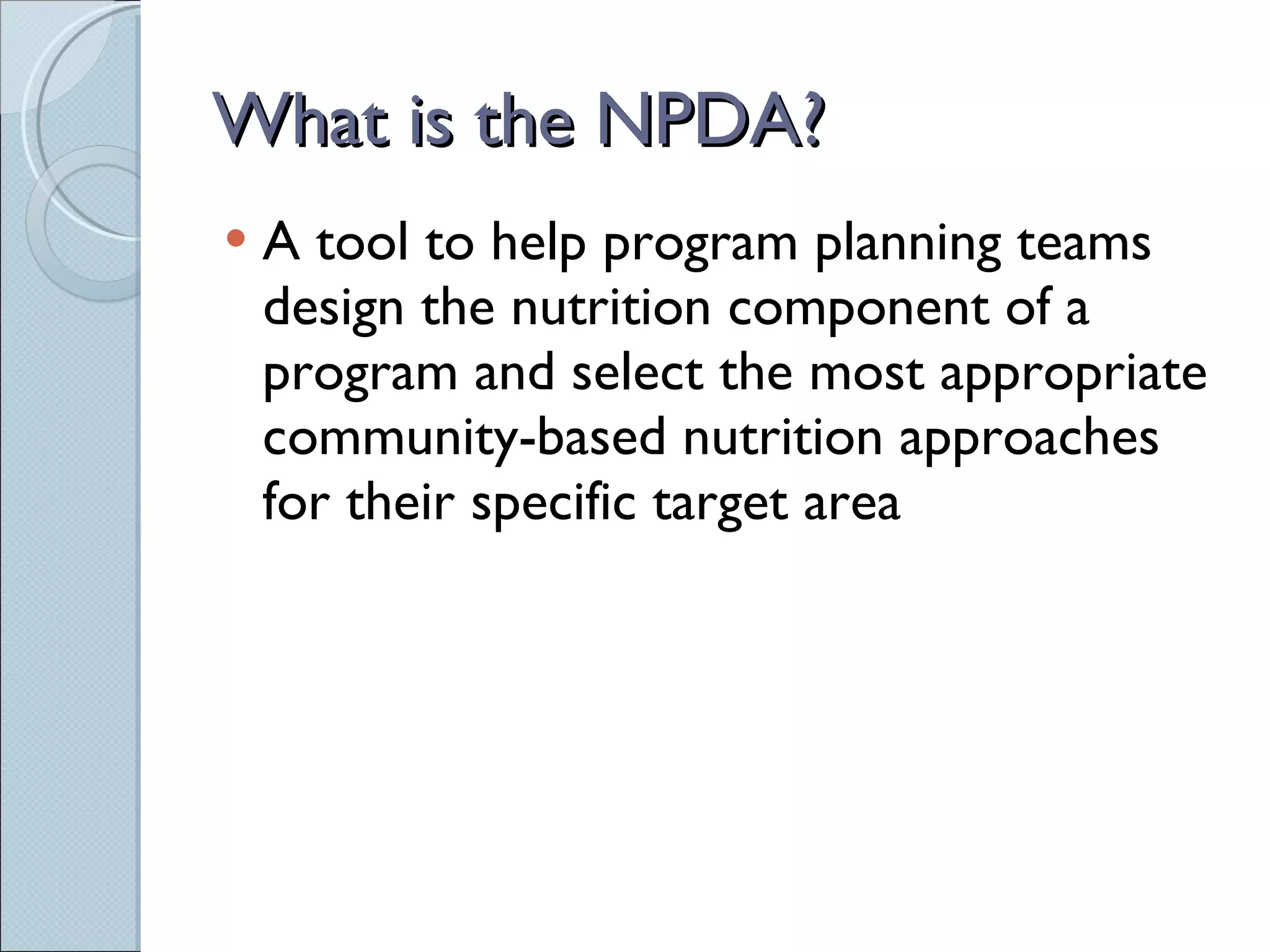 Using the Nutrition Program Design Assistant | PPT