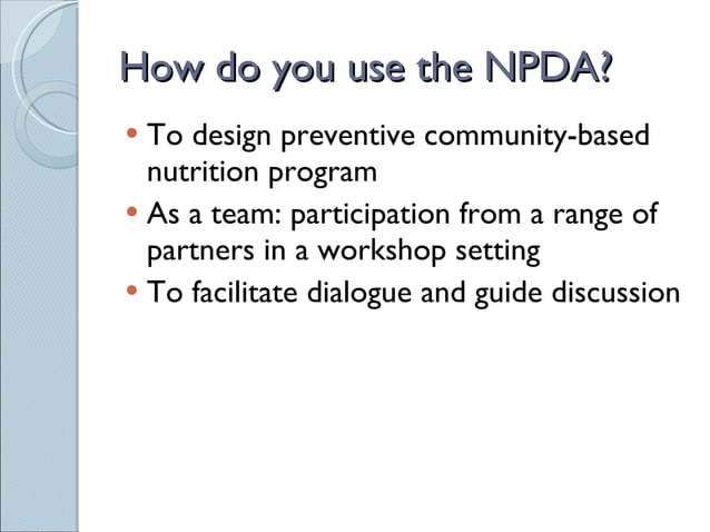 Using the Nutrition Program Design Assistant | PPT | Nutrition ...