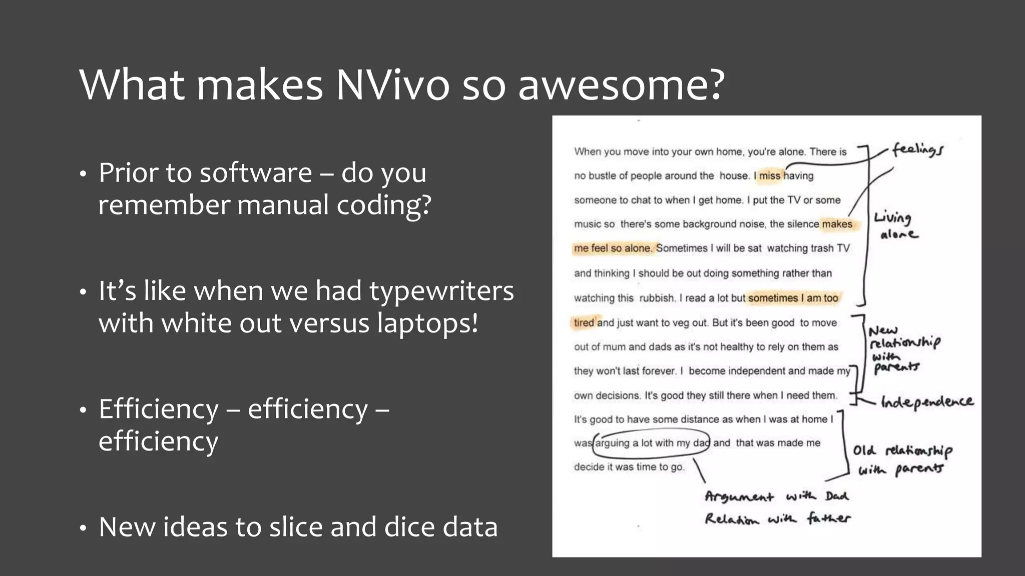 Using NVivo to tell the story - the power of coding | PPTX