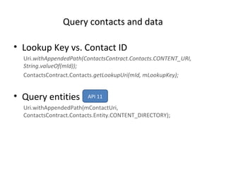 Using of contact information & data model presentation in android ...